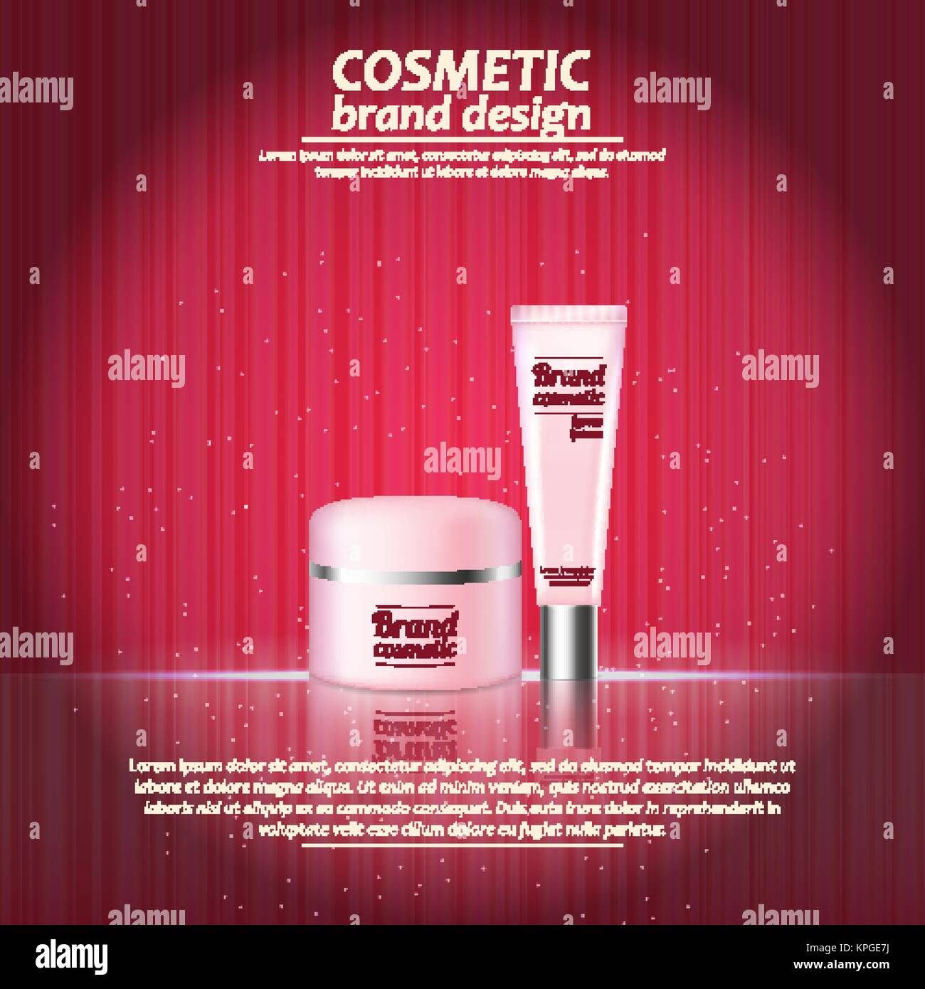 3D realistic cosmetic bottle ads template. Cosmetic brand advertising ...