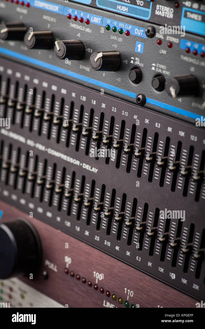Buttons in sound studio Stock Photo - Alamy