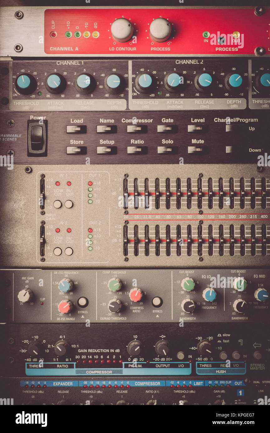 Buttons in sound studio Stock Photo - Alamy