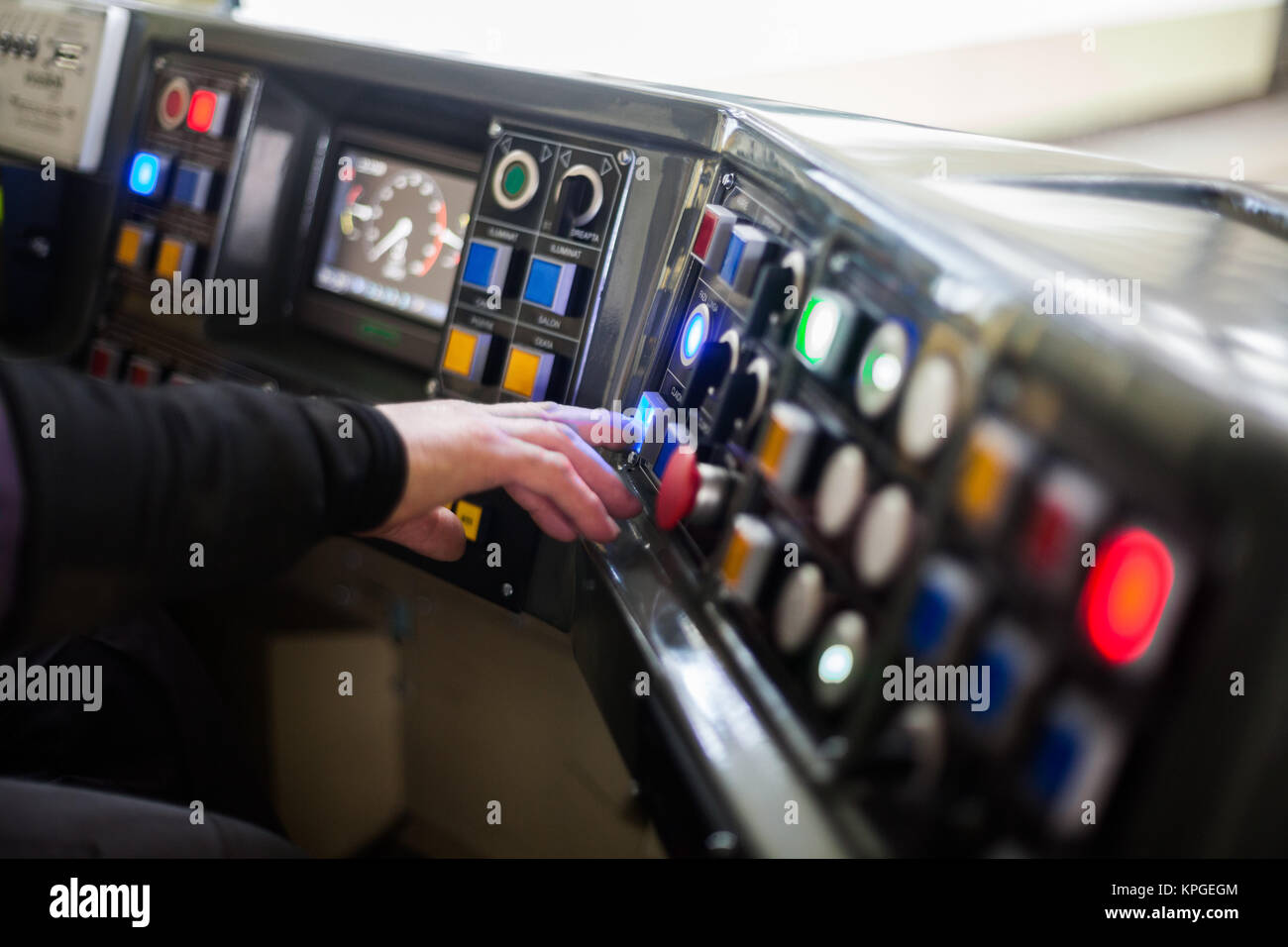 Tram driving buttons Stock Photo - Alamy