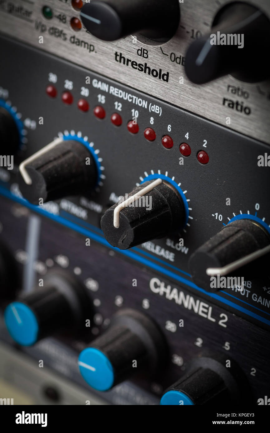 Buttons in sound studio Stock Photo - Alamy
