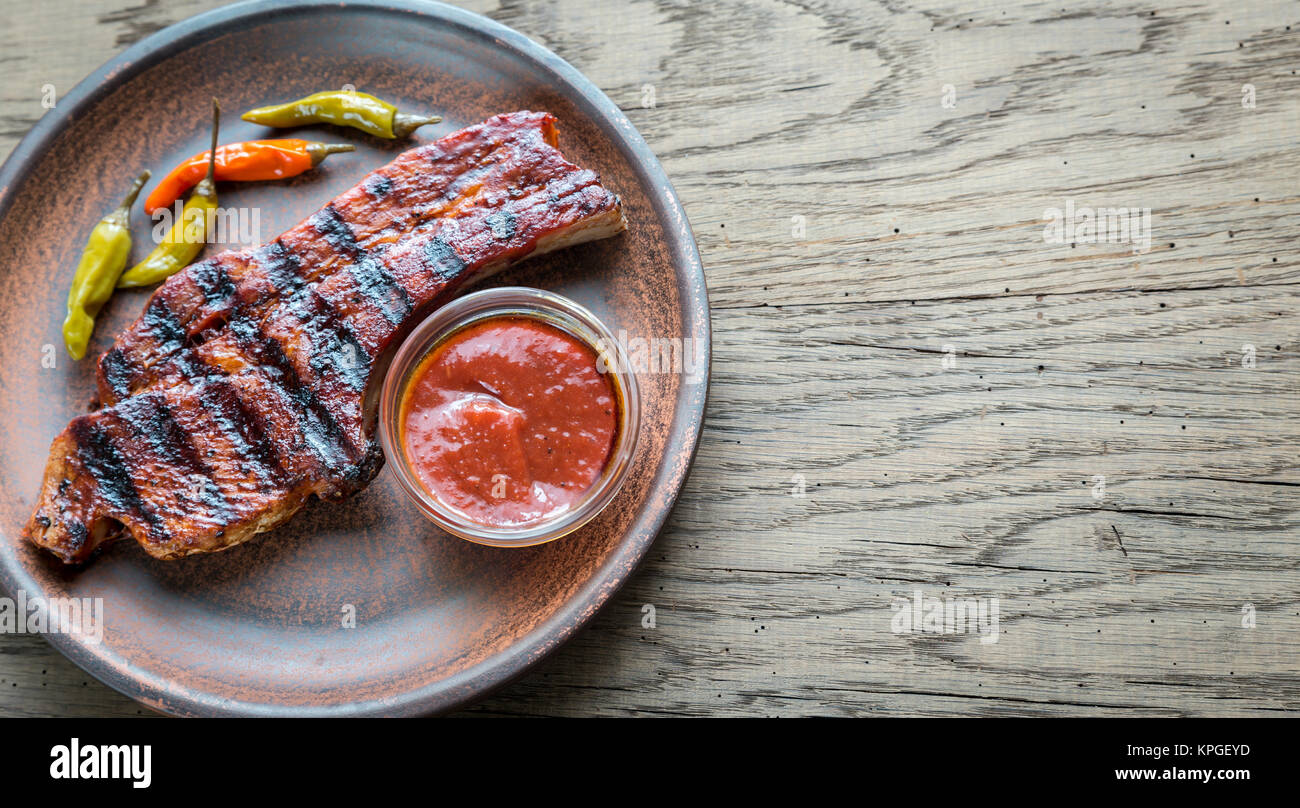 Portion of grilled pork ribs Stock Photo - Alamy