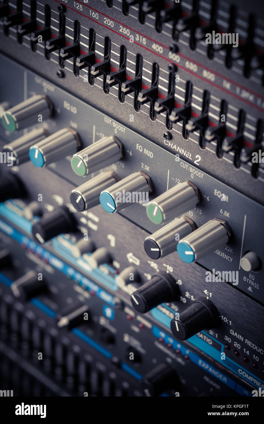 Buttons in sound studio Stock Photo - Alamy