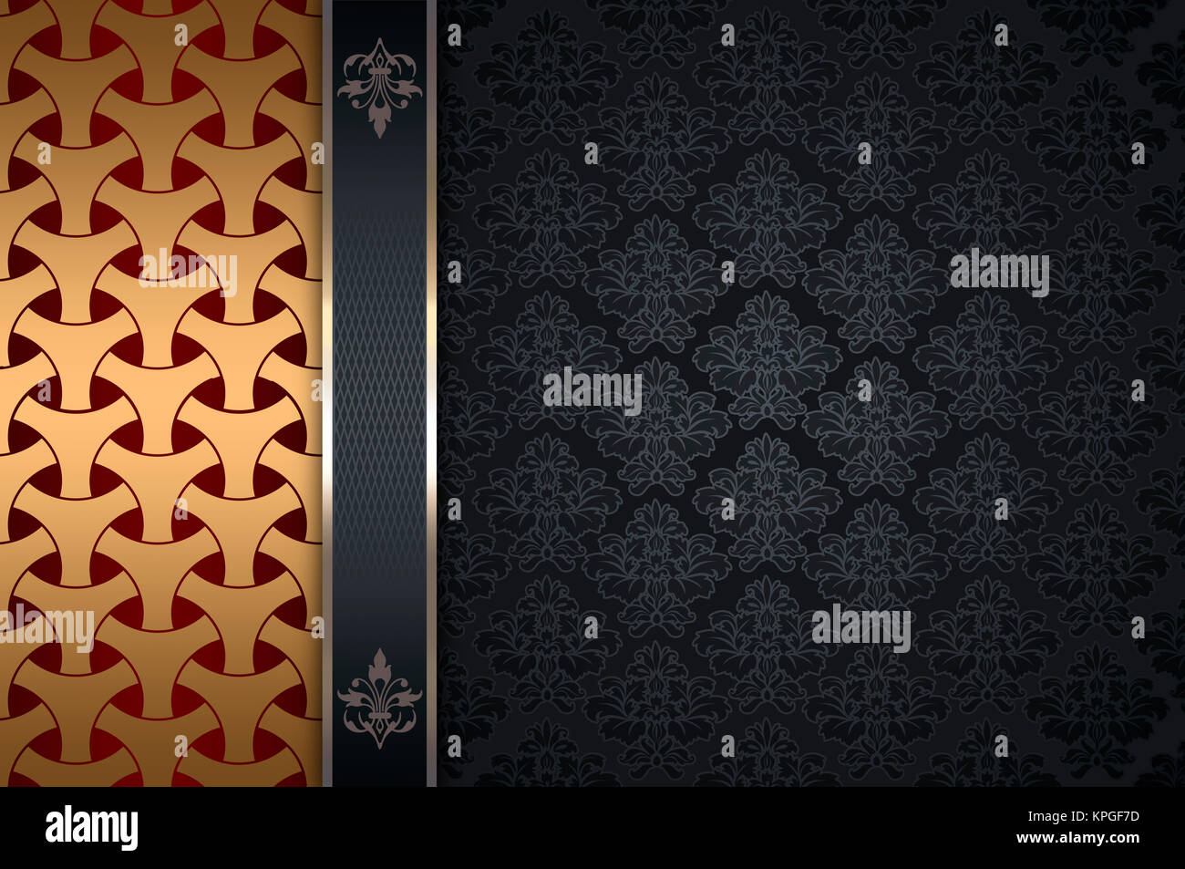 Gold and black vintage background with decorative patterns and border ...