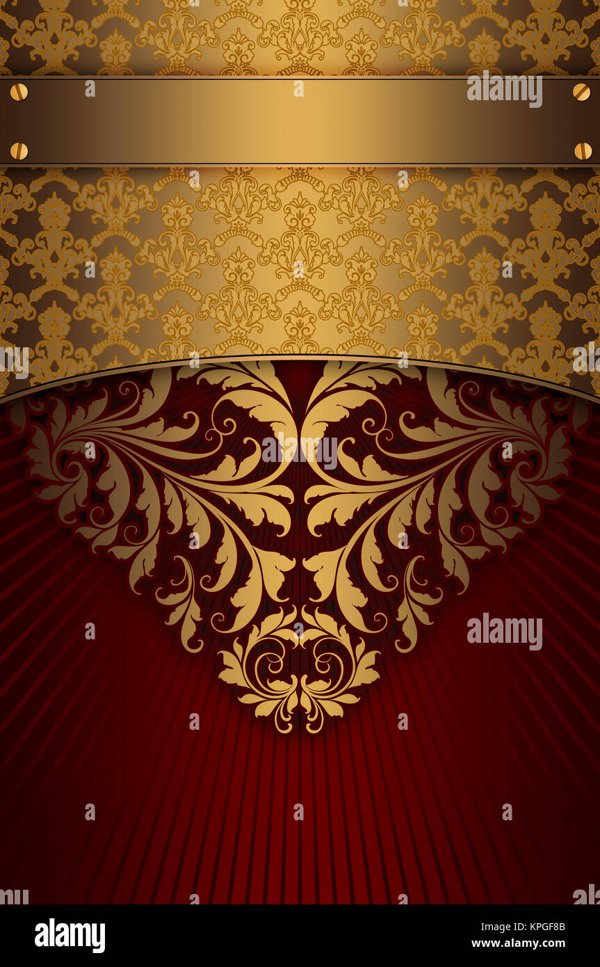 Decorative background with old-fashioned gold patterns Stock Photo - Alamy