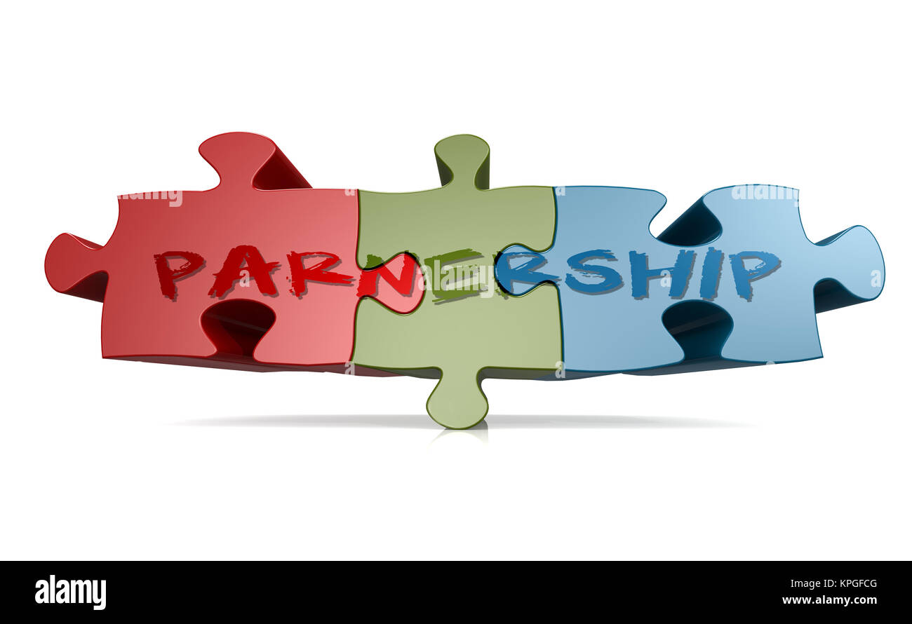 Partnership word on jigsaw puzzle Stock Photo - Alamy