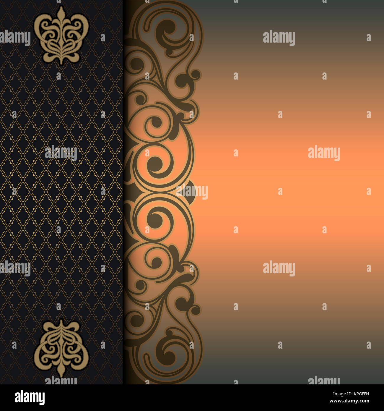 Ornate background with decorative gold pattern and border Stock Photo ...