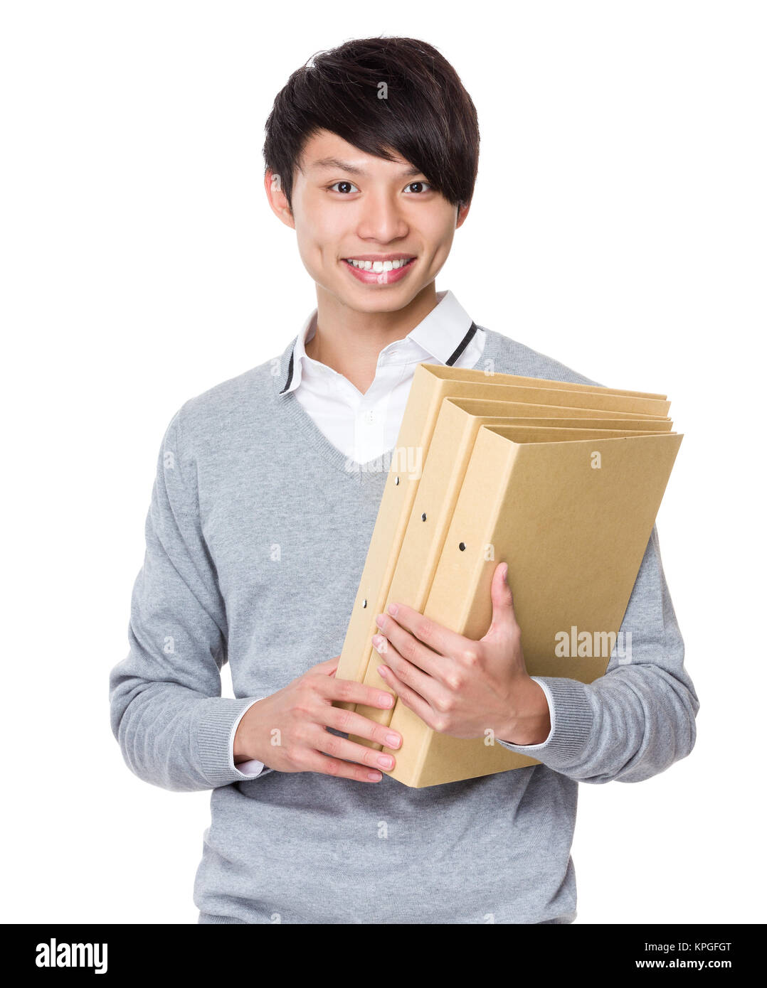 Businessman hold with folder Stock Photo - Alamy