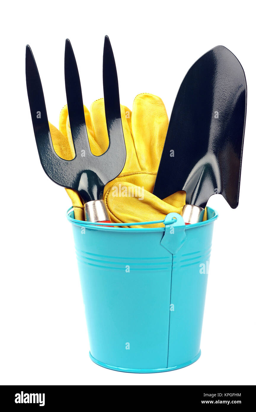 garden tools and bucket Stock Photo - Alamy