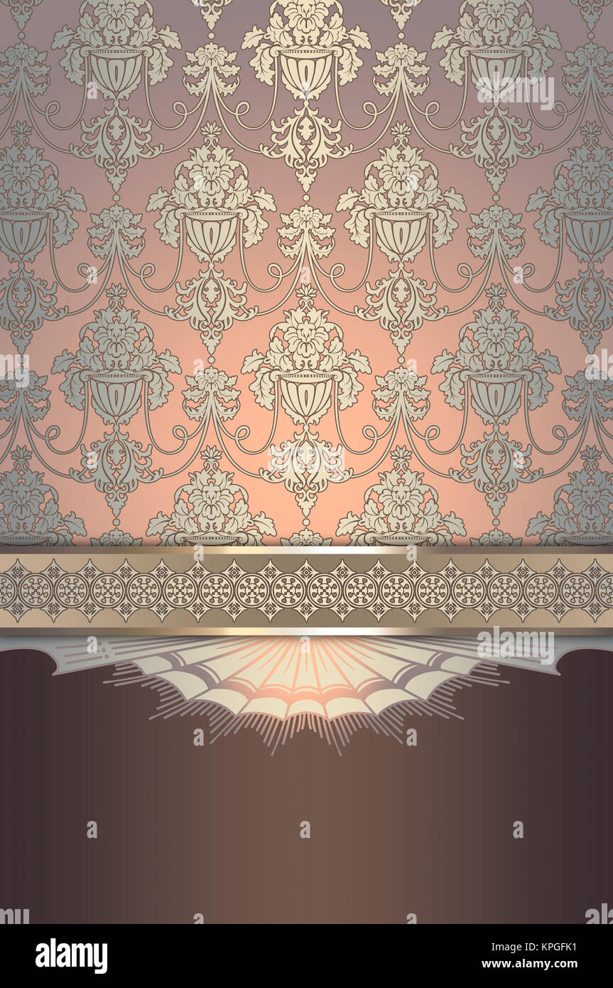 Decorative vintage background with elegant border and old-fashioned ...