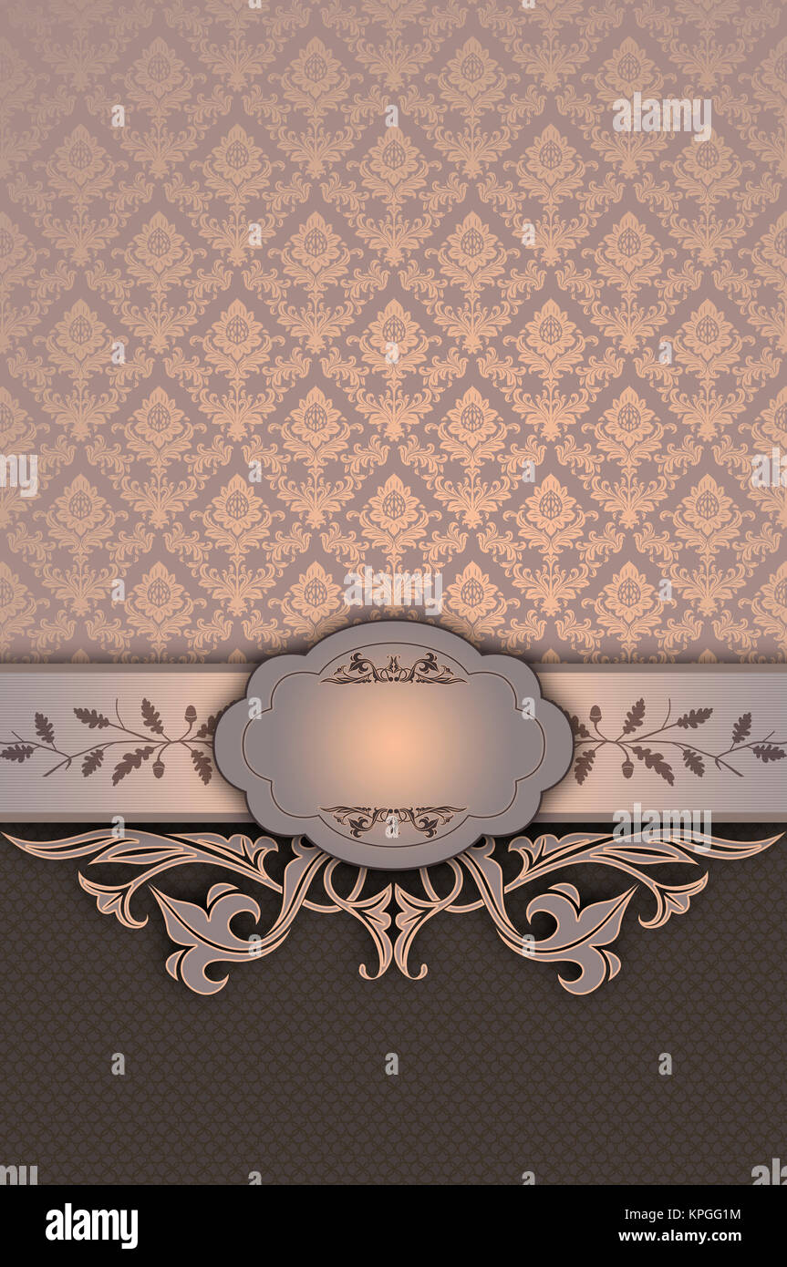 Vintage background with decorative border,old-fashioned patterns and ...