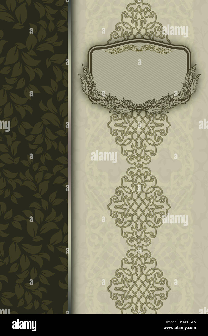 Vintage background with decorative old-fashioned border, frame and ...