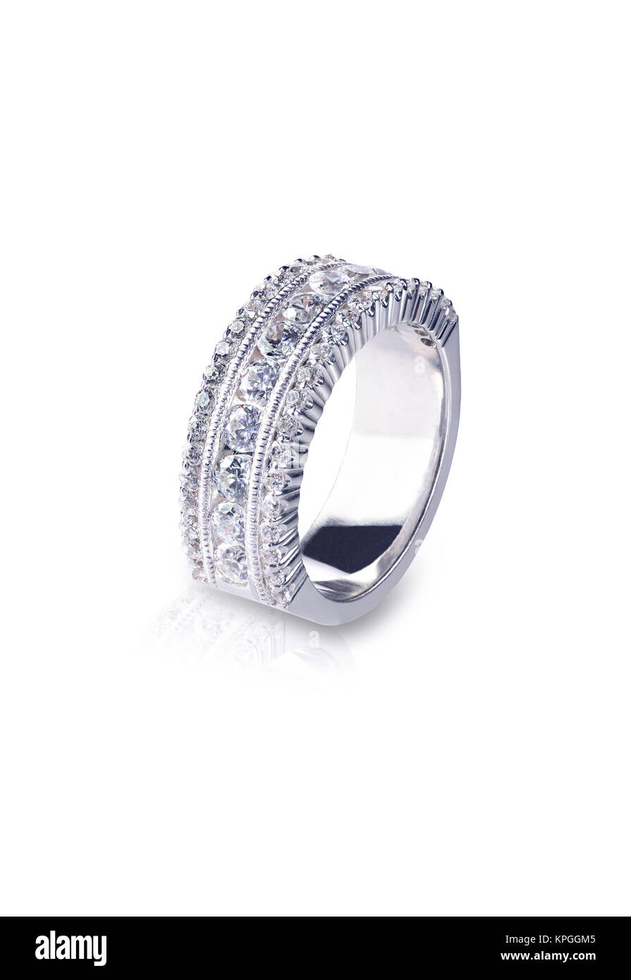 Side view diamond wedding band ring Stock Photo - Alamy