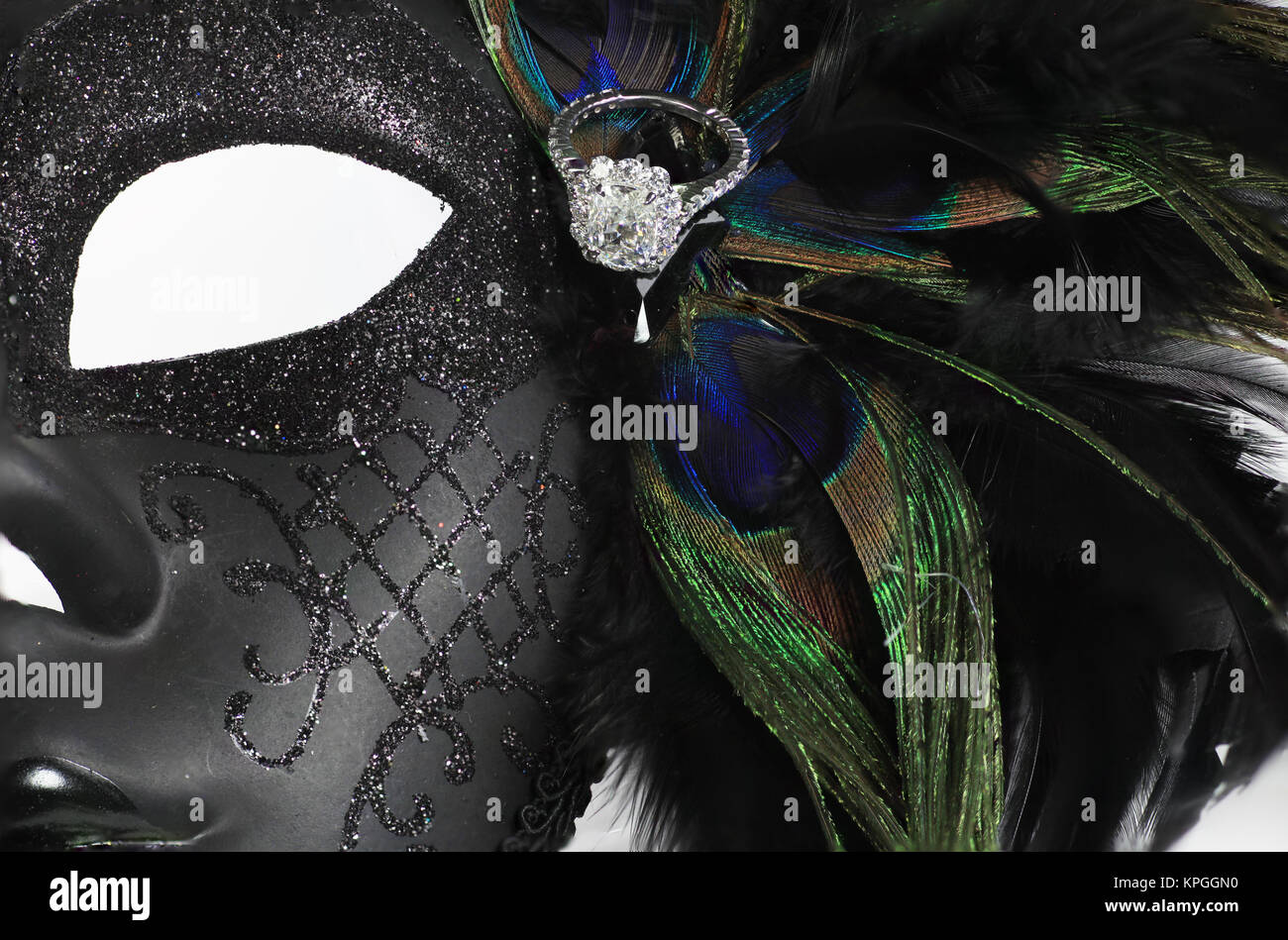 Elaborate Mardi Gras Mask with diamond ring Stock Photo - Alamy