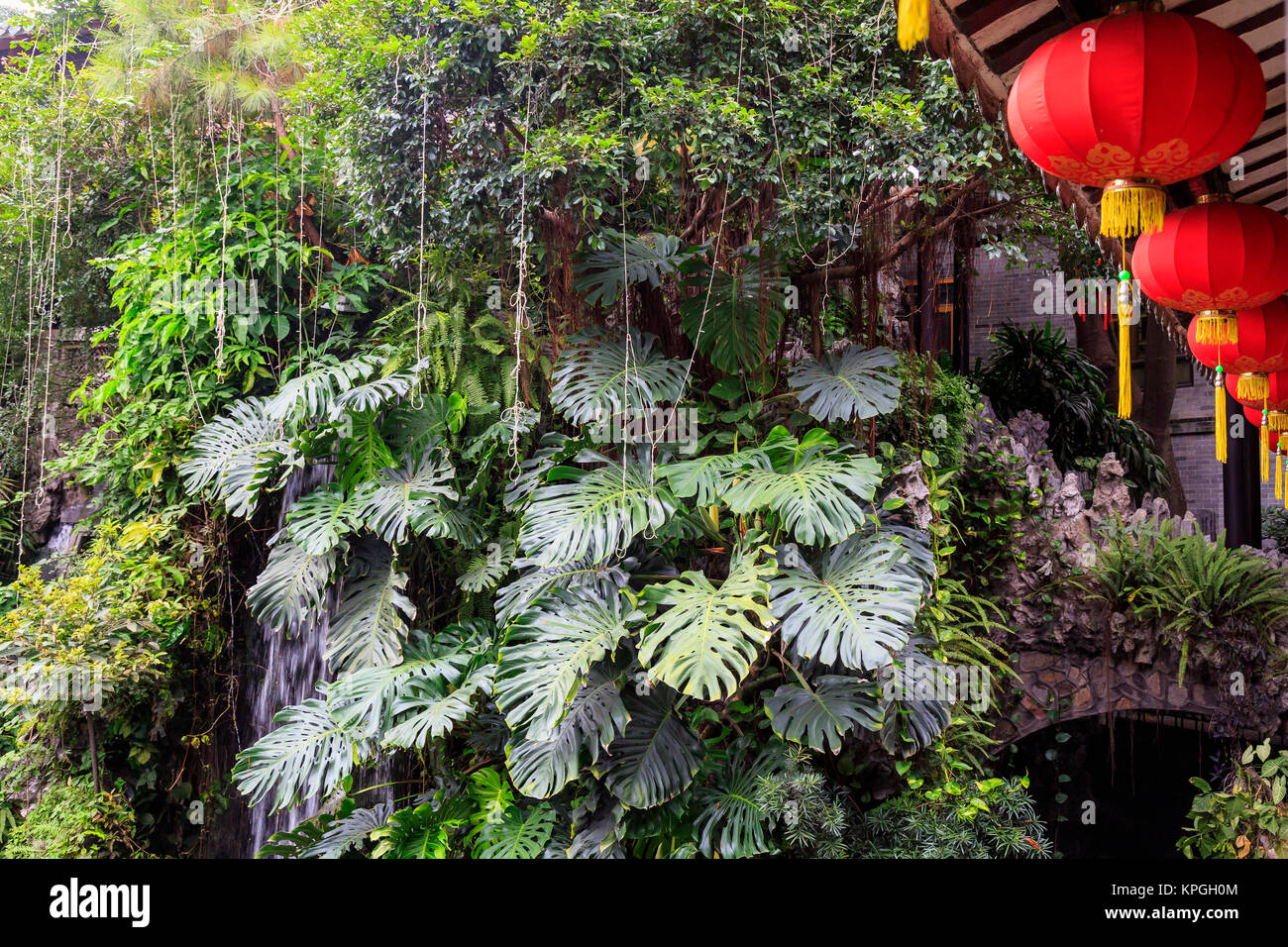Garden Waterfall, Panxi Restaurant, Lichi Bay, Guangzhou, China Stock ...