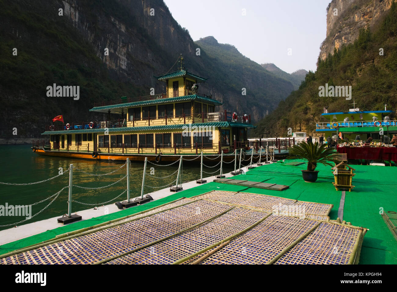 CHINA, Chongqing Province, Wushan. Riverboat Port at Little Three ...