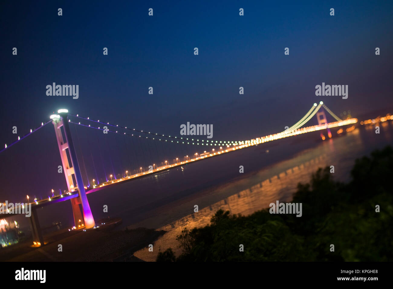 CHINA, Hong Kong. New Territories, Tsing Ma Bridge, part of the Lantau ...