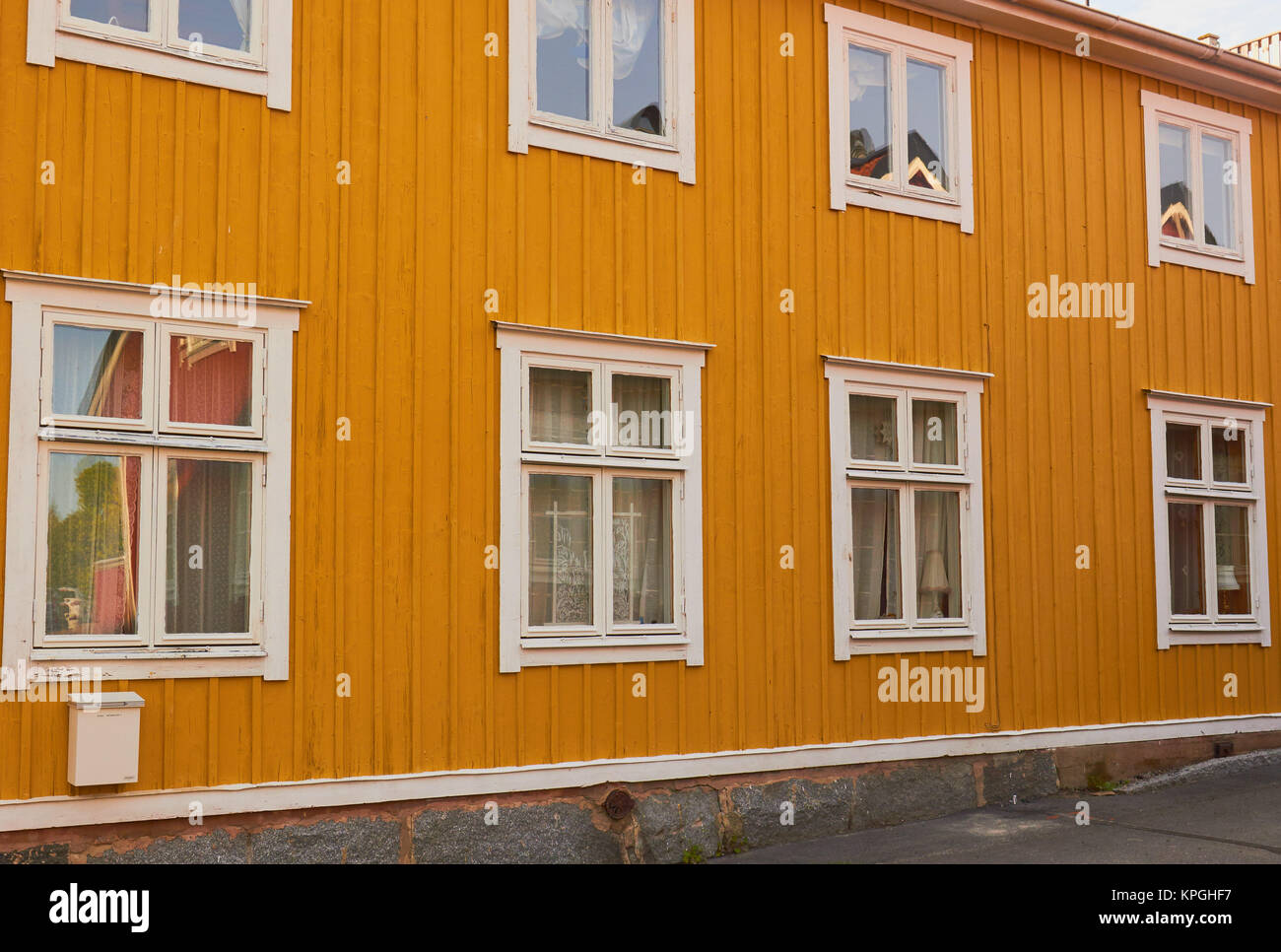 Yellow painted timber house, Sweden, Scandinavia Stock Photo - Alamy