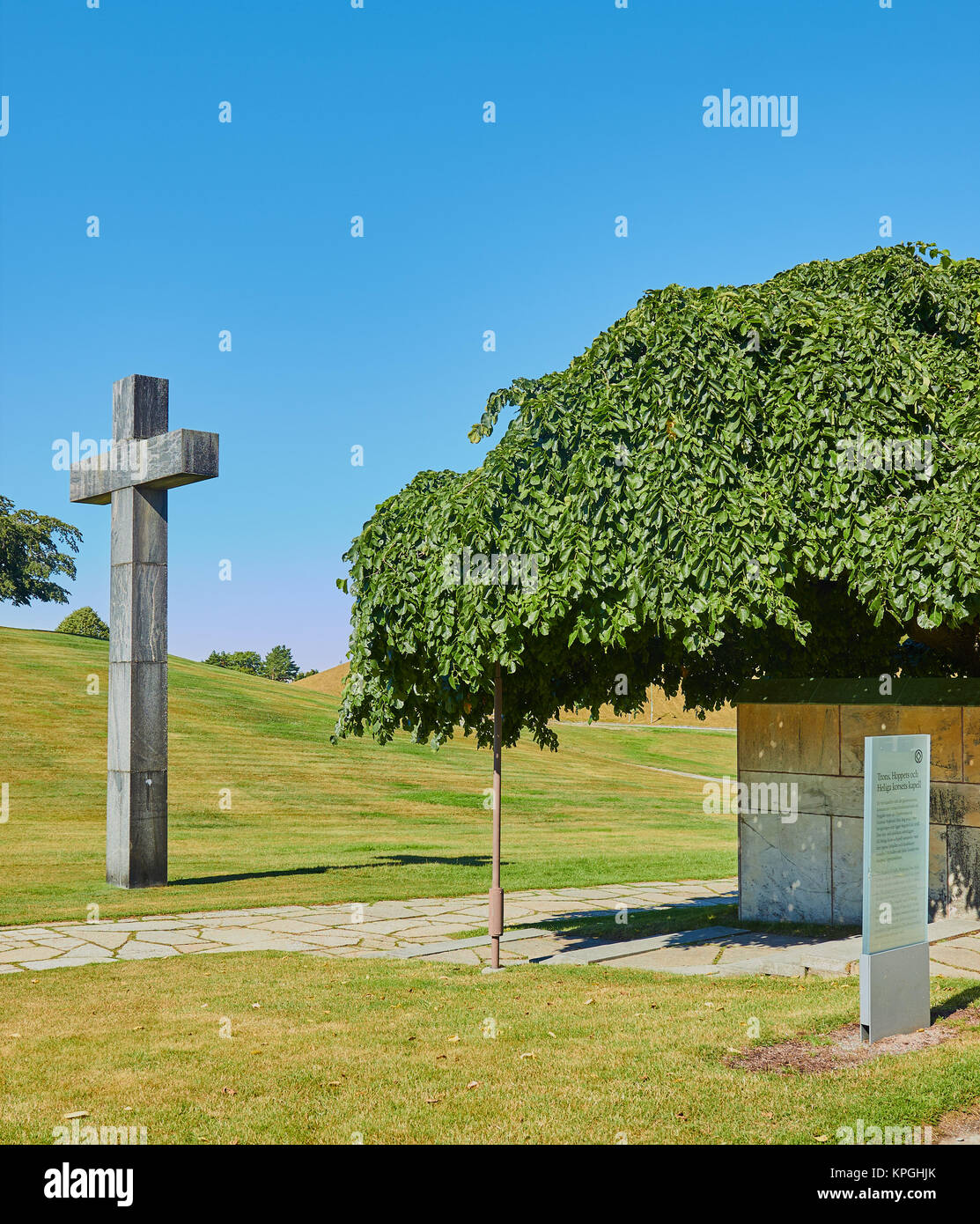 Giant granite cross (by Gunnar Asplund 1939), in Skogskyrkogarden ...