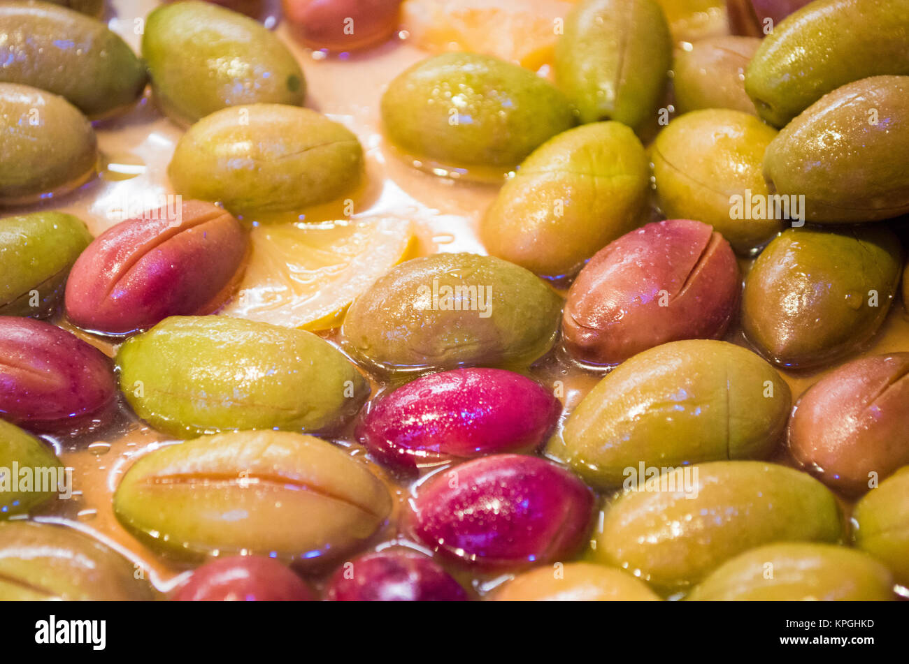 background of olives background with green olives Stock Photo - Alamy