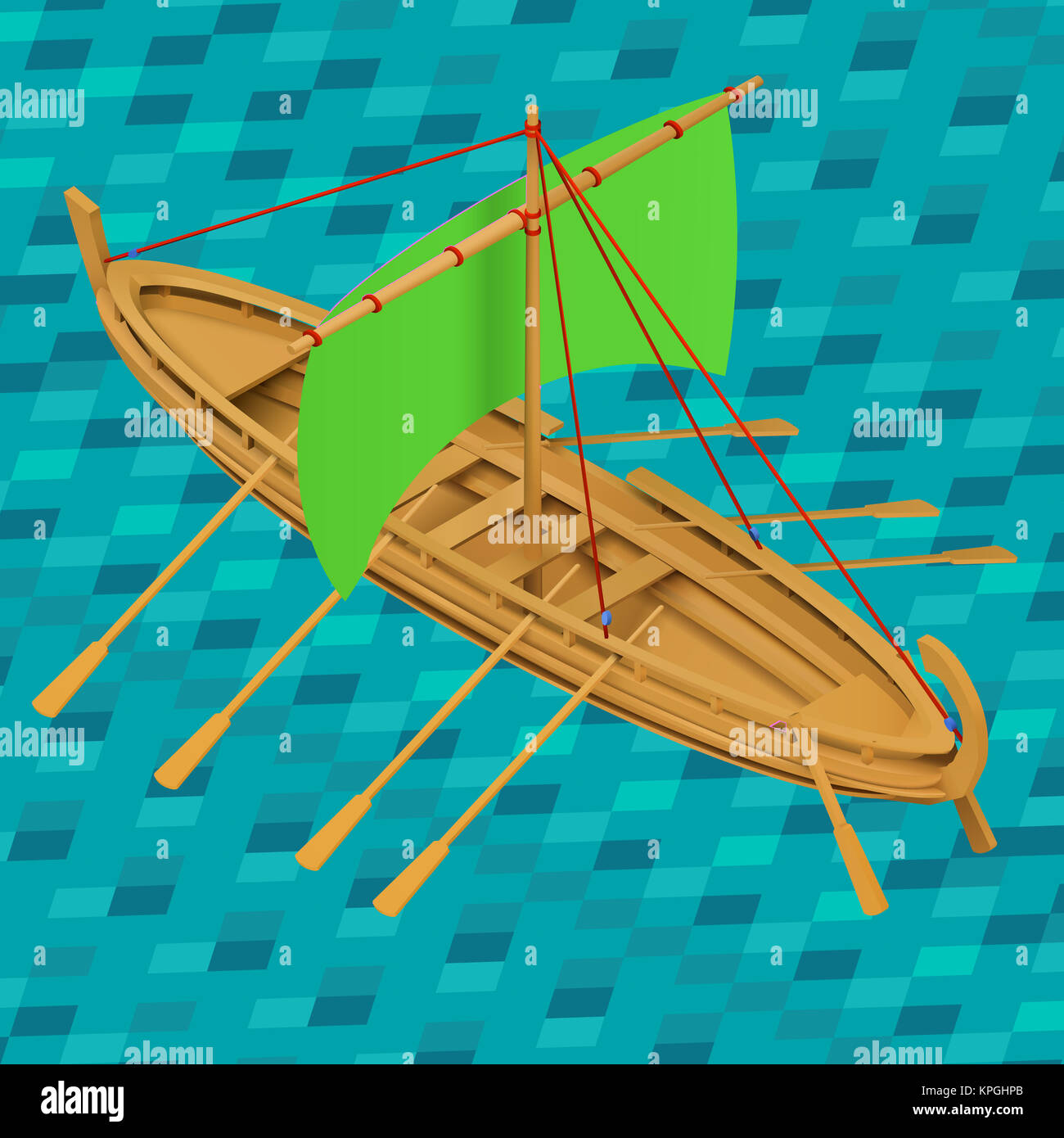 Sailing boat isometric vector illustration Stock Photo - Alamy