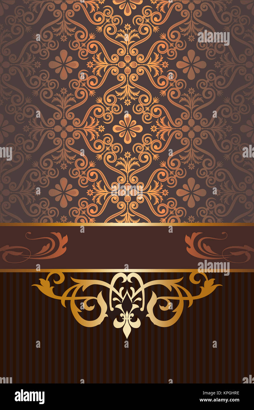 Vintage background with old-fashioned patterns and decorative border ...