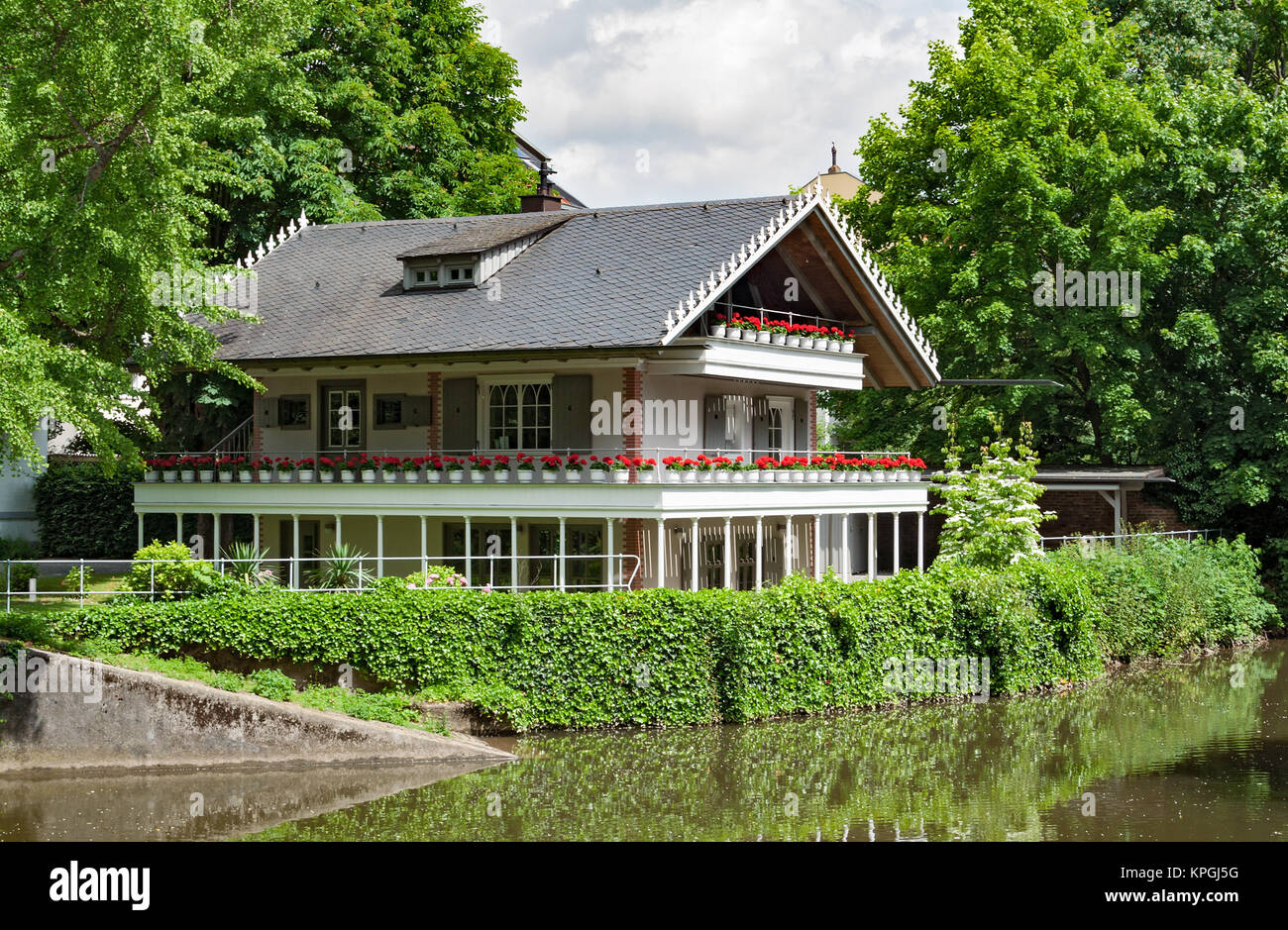 The petrihaus by the river Nidda in Frankfurt-Roedelheim, Germany Stock ...