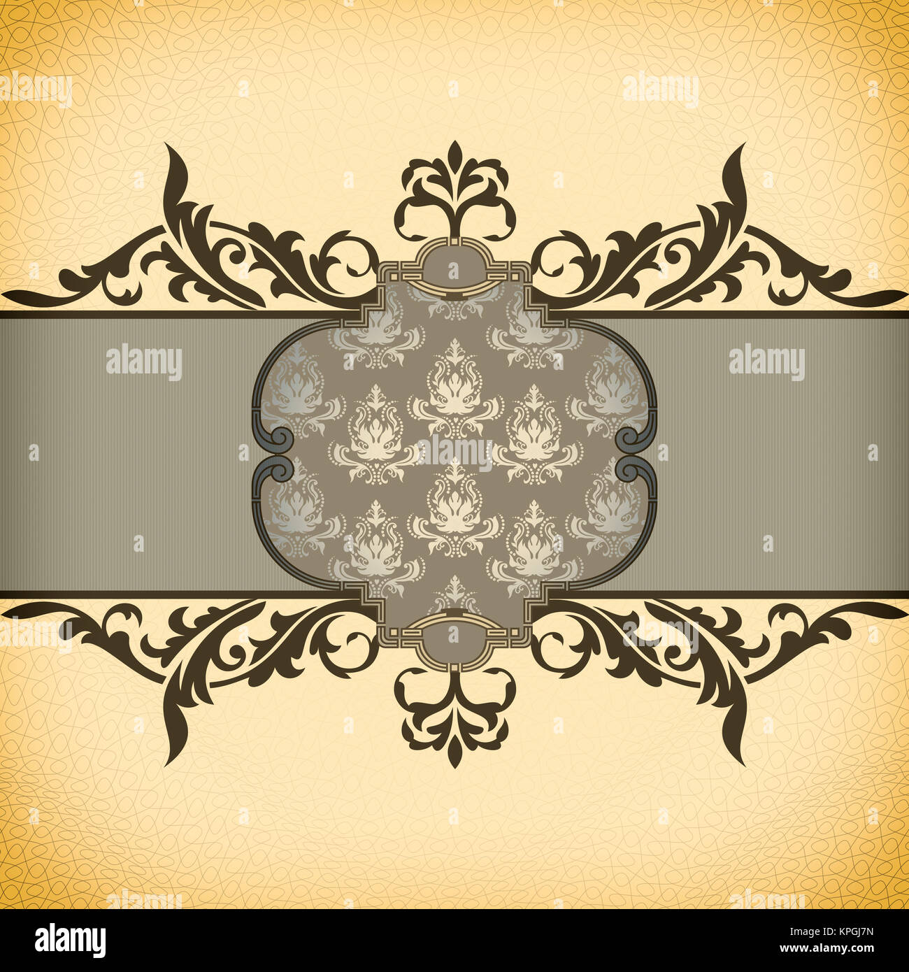 Vintage background with decorative frame and old-fashioned patterns ...