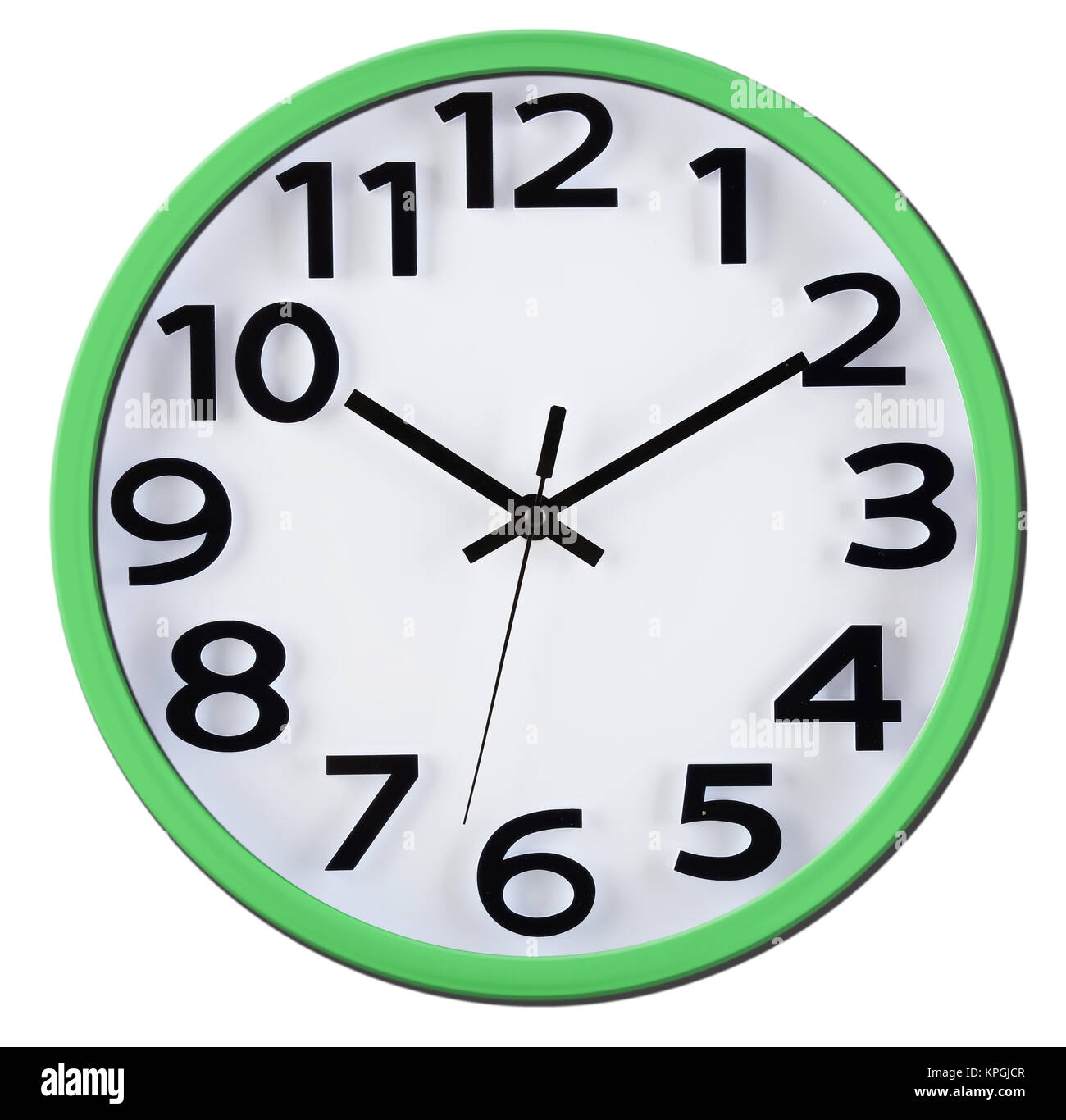 Wall clock isolated on white. Ten past ten Stock Photo - Alamy