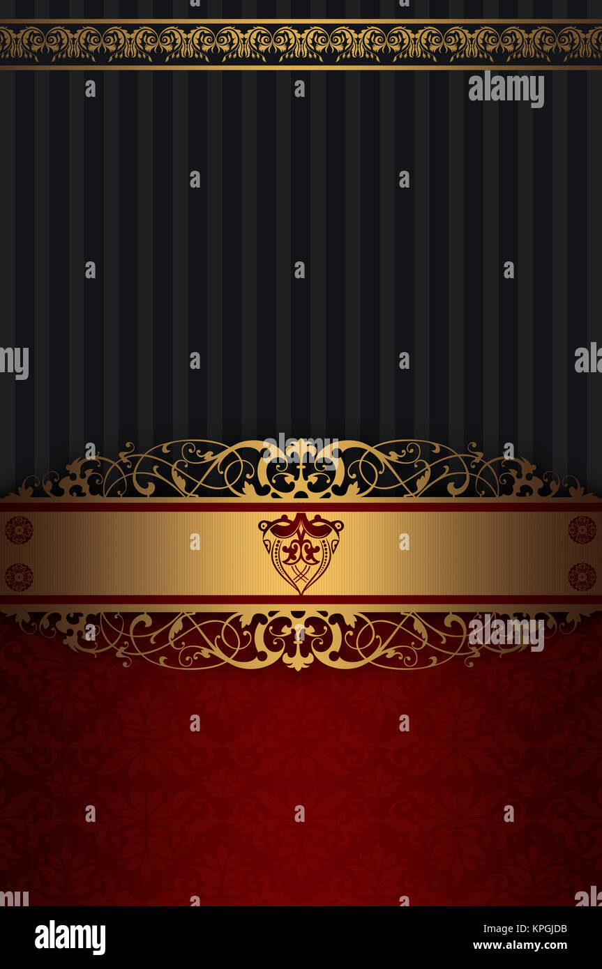 Vintage background with decorative gold border and old-fashioned ...