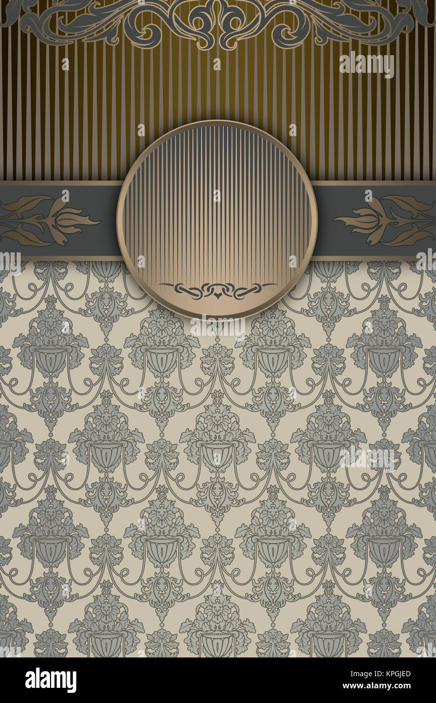 Vintage background with decorative border and old-fashioned patterns ...