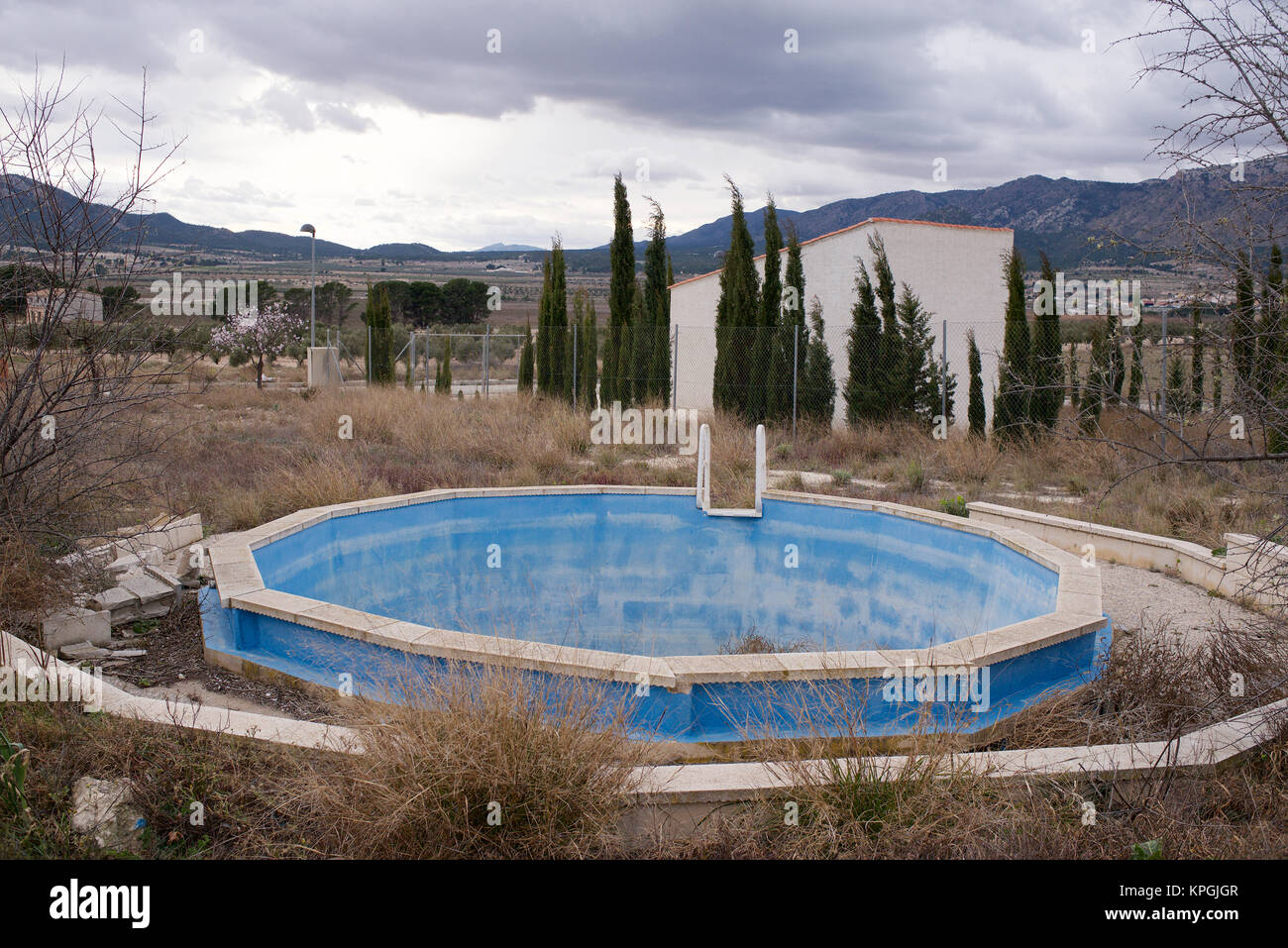 Abandoned swimming pool at a deserted Villa in Spain Stock Photo - Alamy