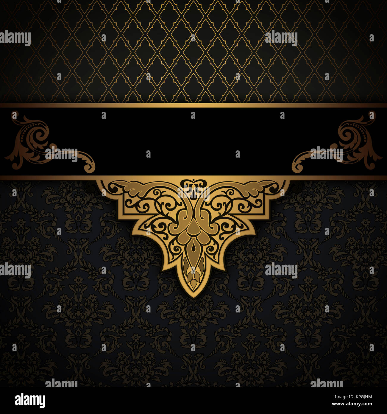 Vintage background with decorative border and old-fashioned gold ...
