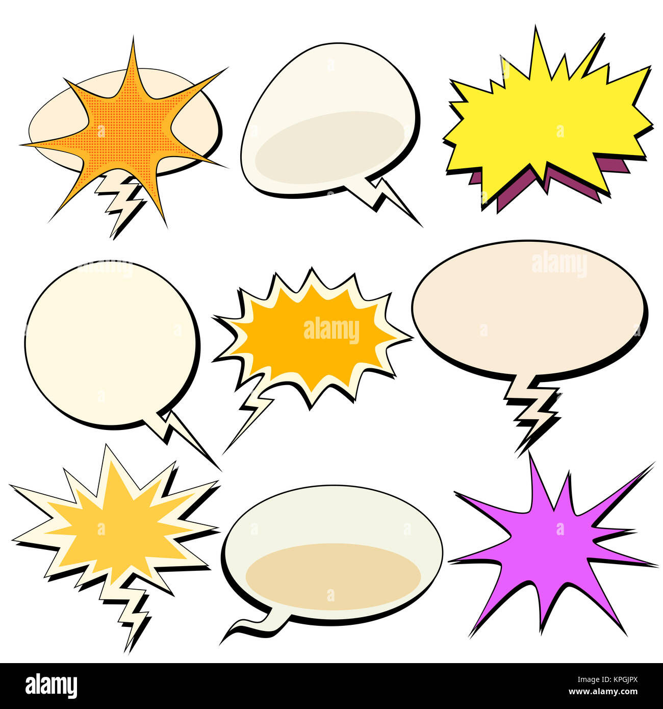 set bubble comic book retro pop art background Stock Photo - Alamy