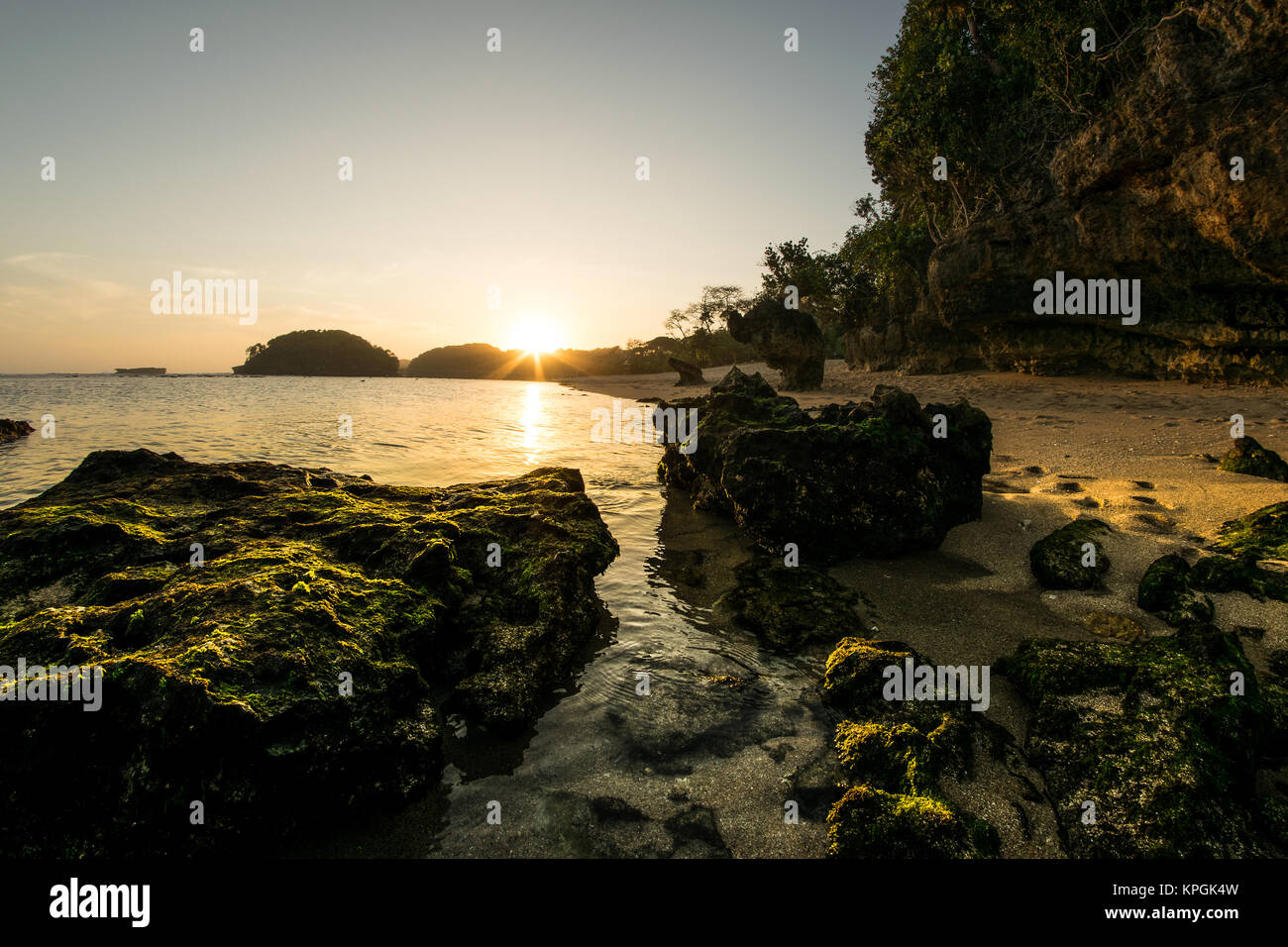 Sunset at Balekambang Beach, Malang, Indonesia . I think it is the twin ...