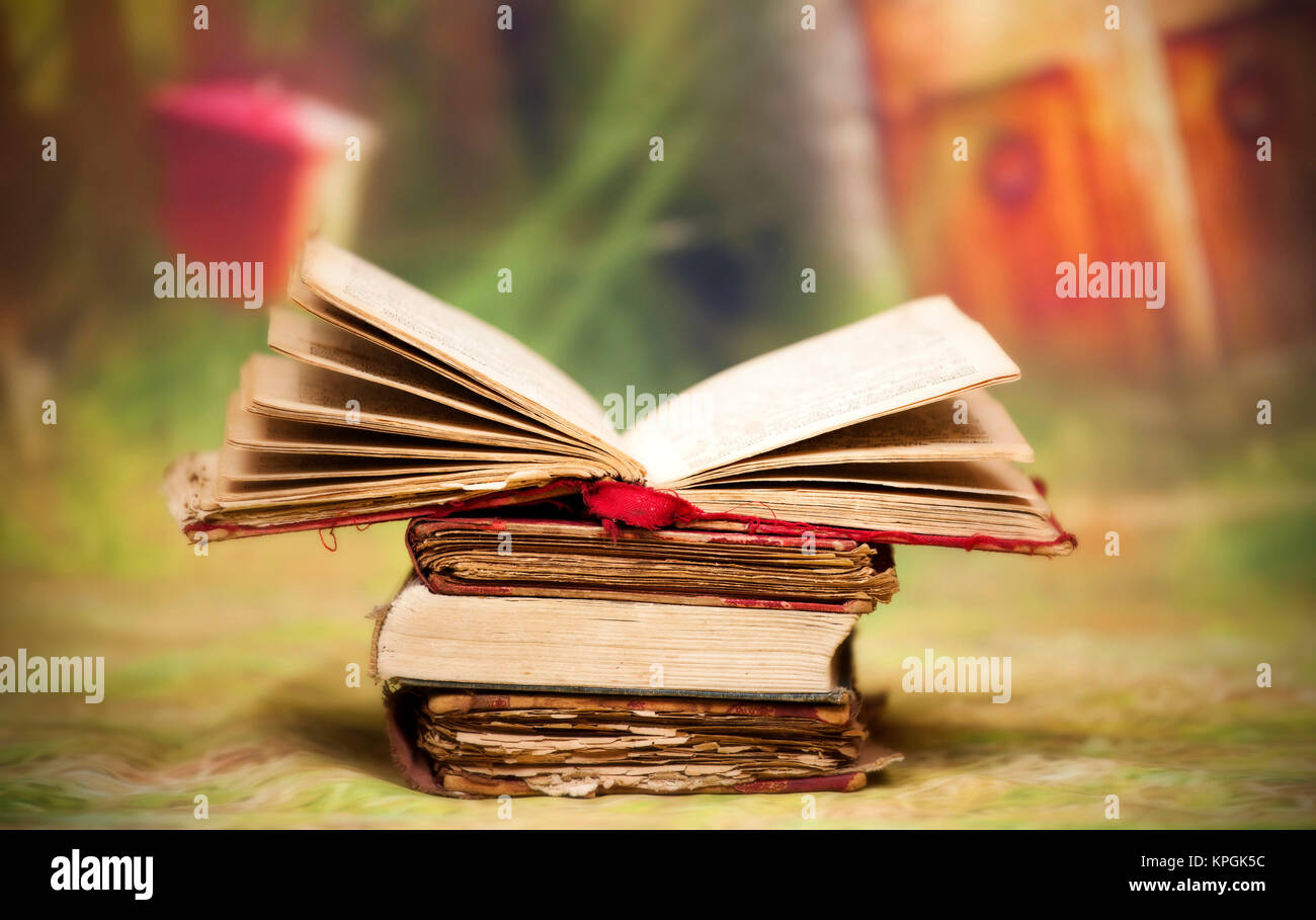 Old, magic, fairytale books Stock Photo - Alamy