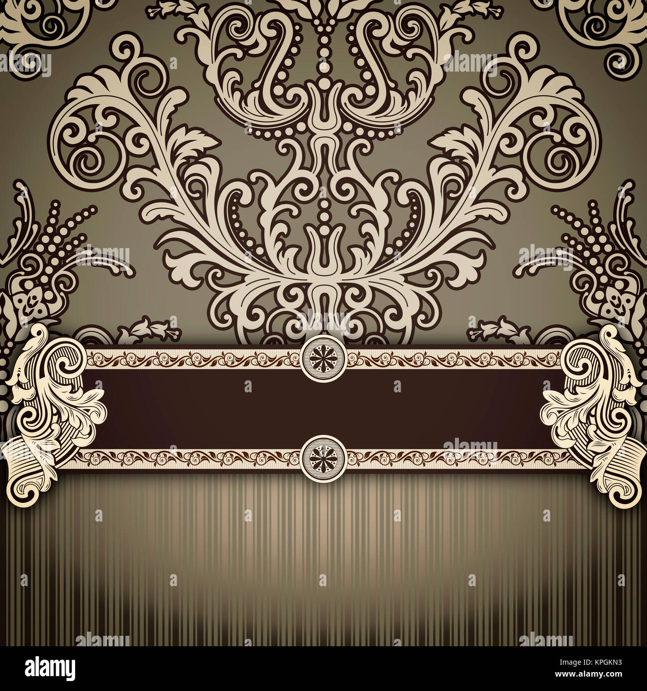 Decorative vintage background with old-fashioned border and patterns ...