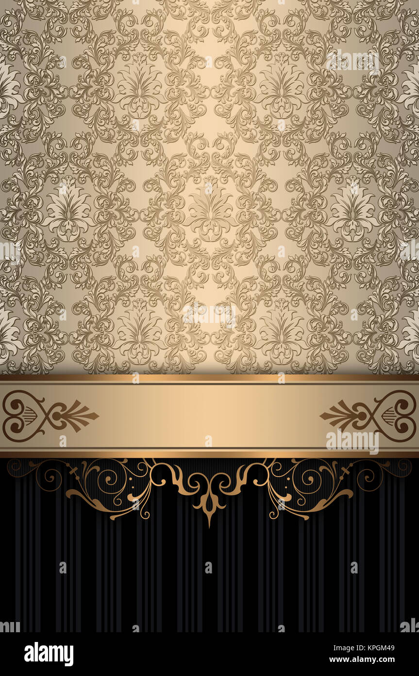 Vintage background with decorative border and old-fashioned patterns ...