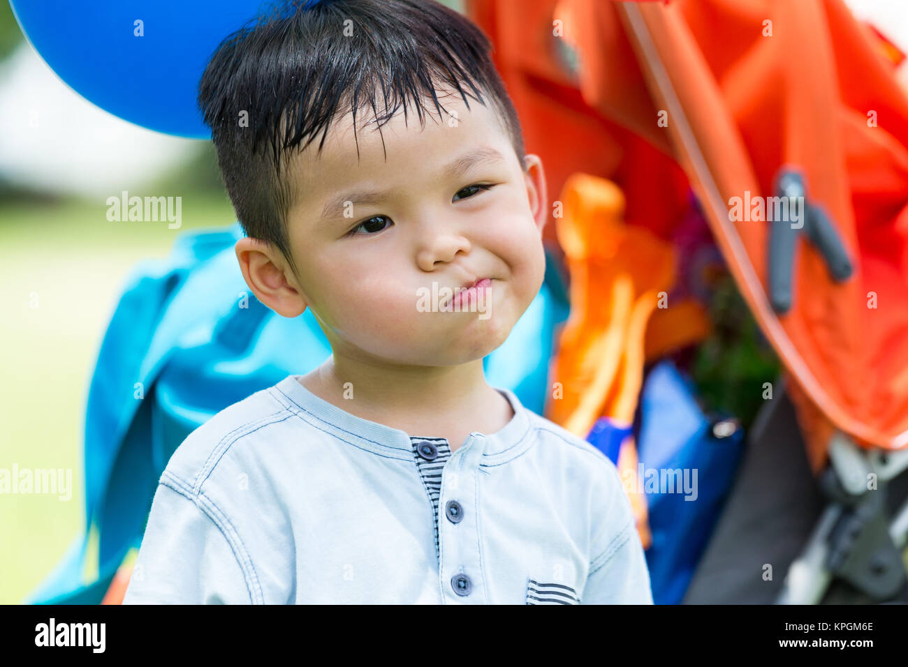 Little feeling annoying and make a funny face expression Stock Photo ...