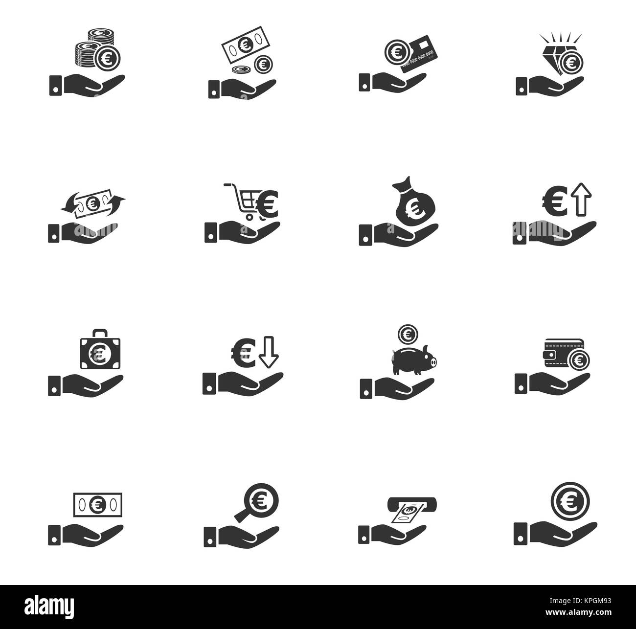 hand and money icon set Stock Photo - Alamy