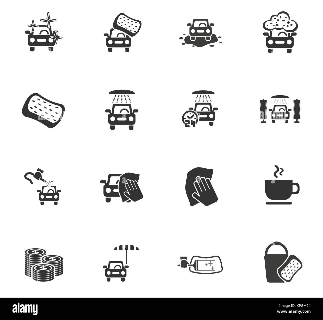 car wash service icon set Stock Photo - Alamy