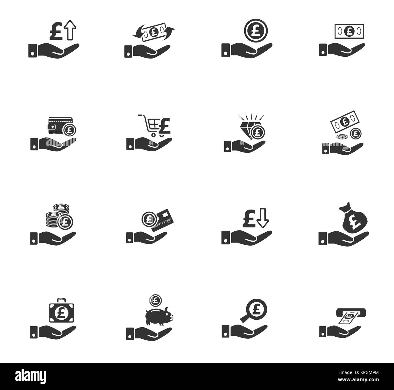 hand and money icon set Stock Photo - Alamy