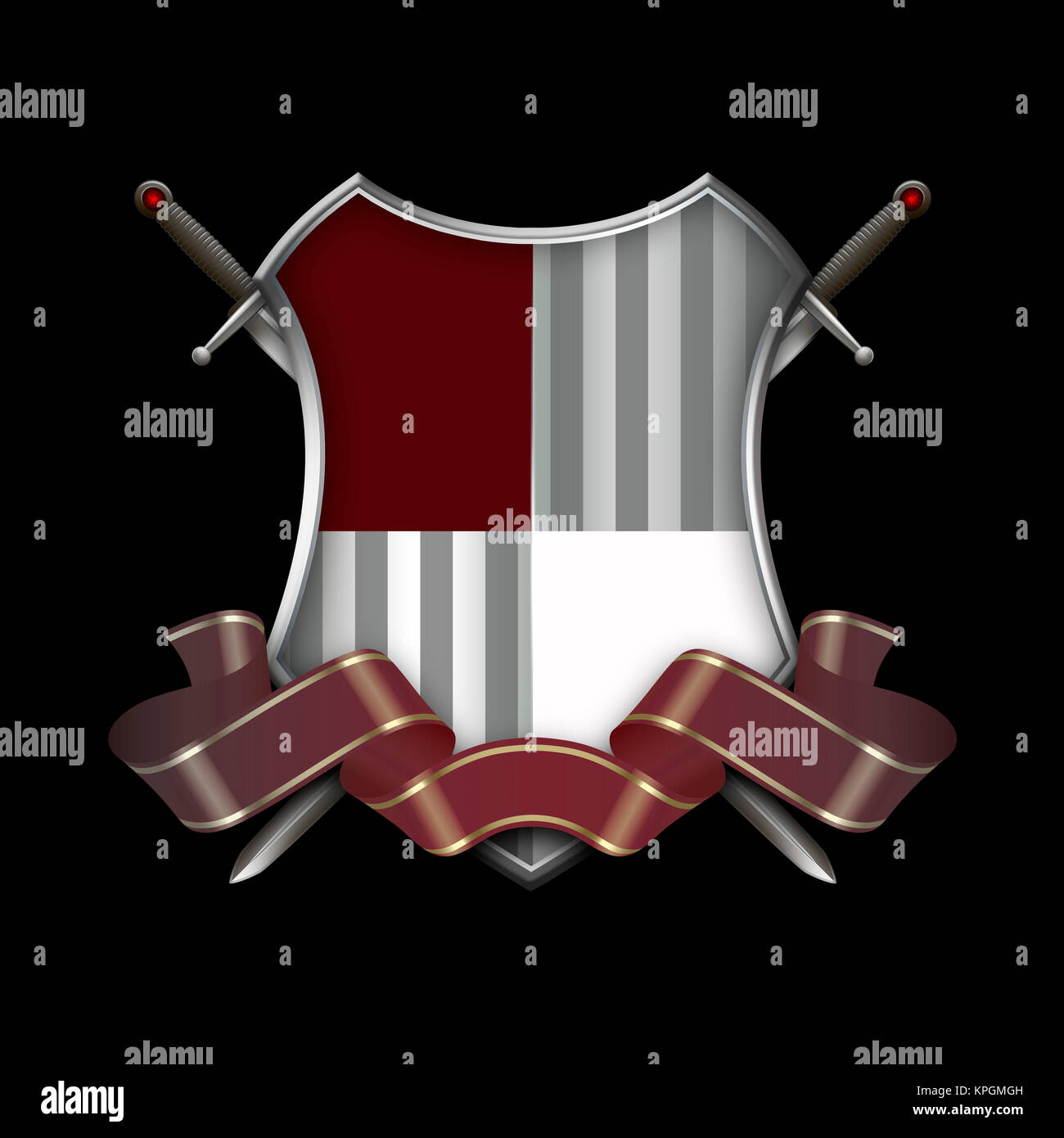 Medieval shield two red ribbon hi-res stock photography and images - Alamy