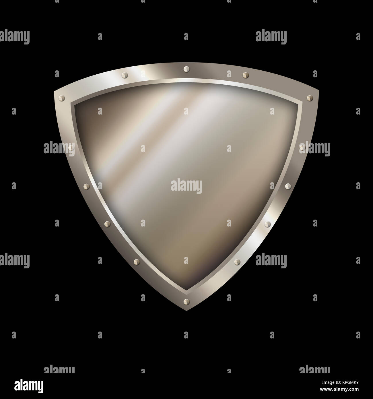 Medieval shield with riveted border on black background Stock Photo - Alamy