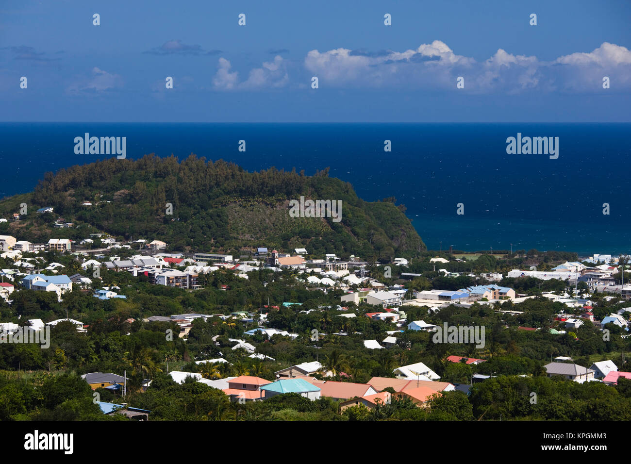 France, Reunion Island, South Reunion, St-Joseph elevated town view ...