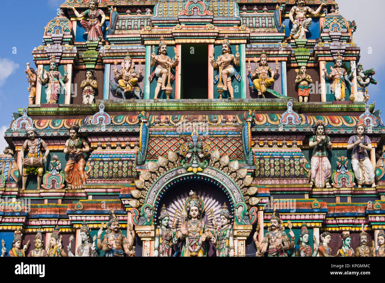 France, Reunion Island, St-Andre, Hindu temple de Petit-Bazaar Stock ...