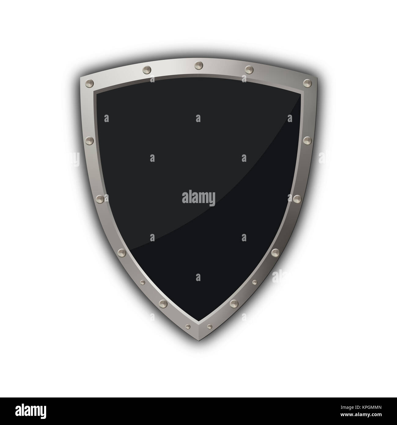 Medieval shield with riveted border on white background Stock Photo - Alamy