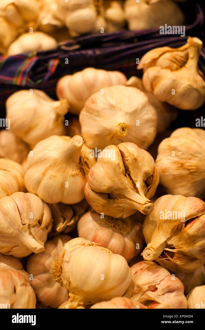 France, Moselle, Lorraine Region, Metz, covered market, garlic Stock ...