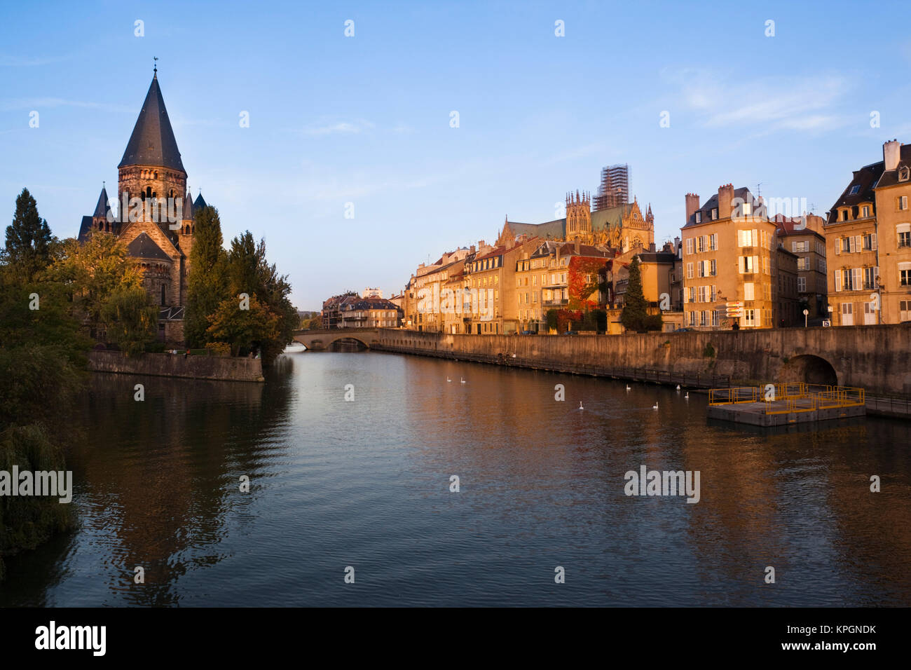 France, Moselle, Lorraine Region, Metz, Temple Neuf and Cathedrale St ...