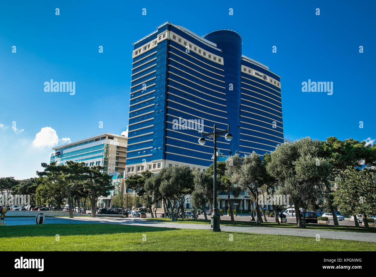 AZERBAIJAN, BAKU, OCT 3, 2016: Freedom Square on the background of the ...